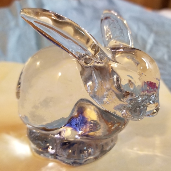 Art | Vintage Hand Blown Clear Art Glass Bunny Rabbit Figurine ...